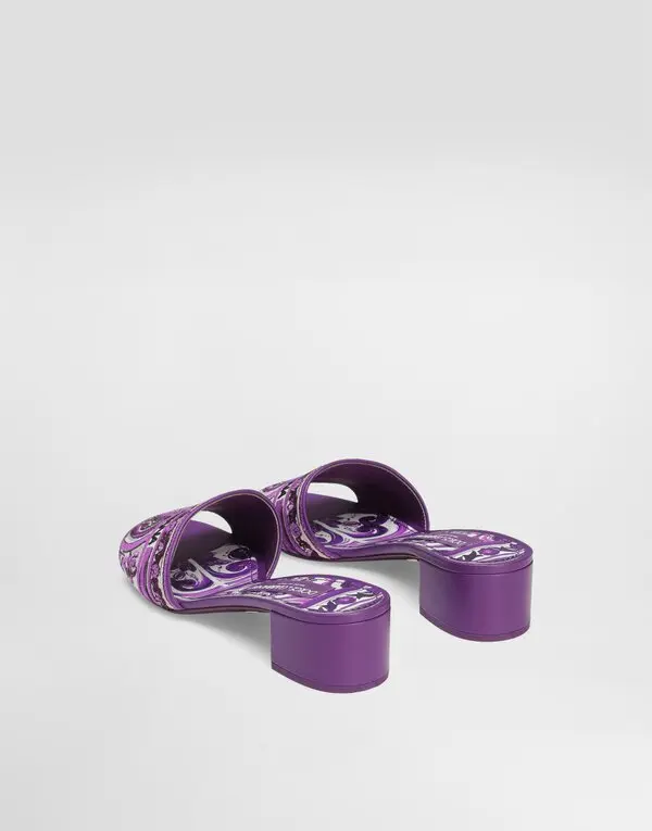 Dolce & Gabbana Maiolica Embroidered Almond-toe Sandals