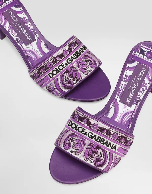Dolce & Gabbana Maiolica Embroidered Almond-toe Sandals