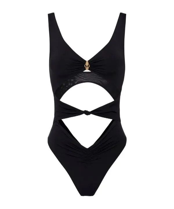 Elisabetta Franchi Knot Detailed Cut-out Swimsuit - Black