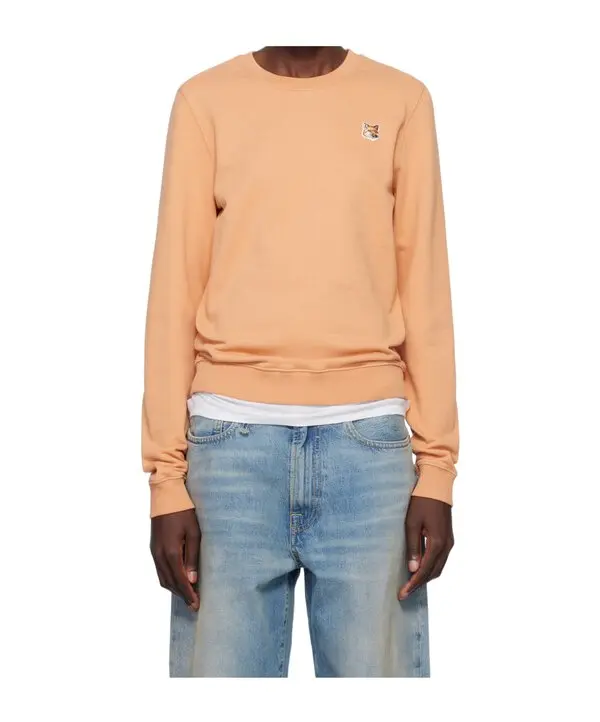 Maison Kitsuné Crewneck Sweatshirt With Fox Head Patch - Saddle