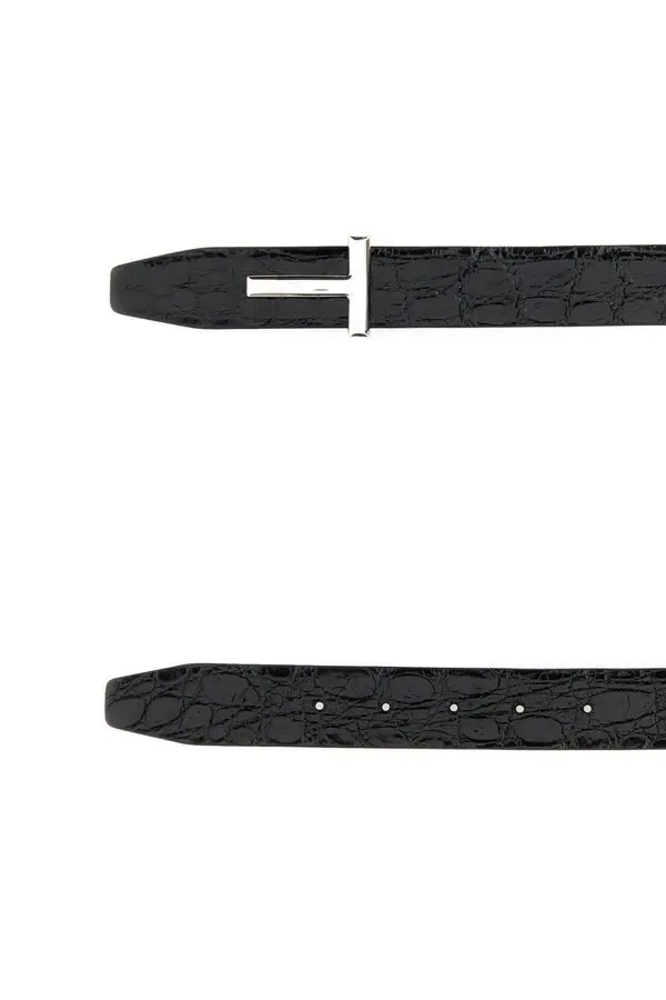 TOM FORD T Logo Embossed Buckle Belt