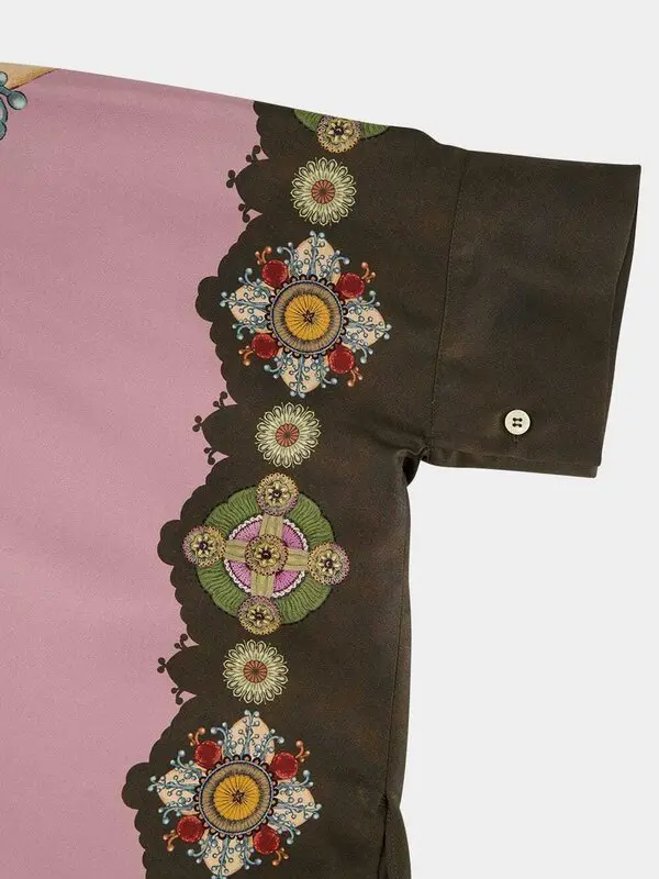 La DoubleJ Printed Silk Mandarin Collar Jacket - Black