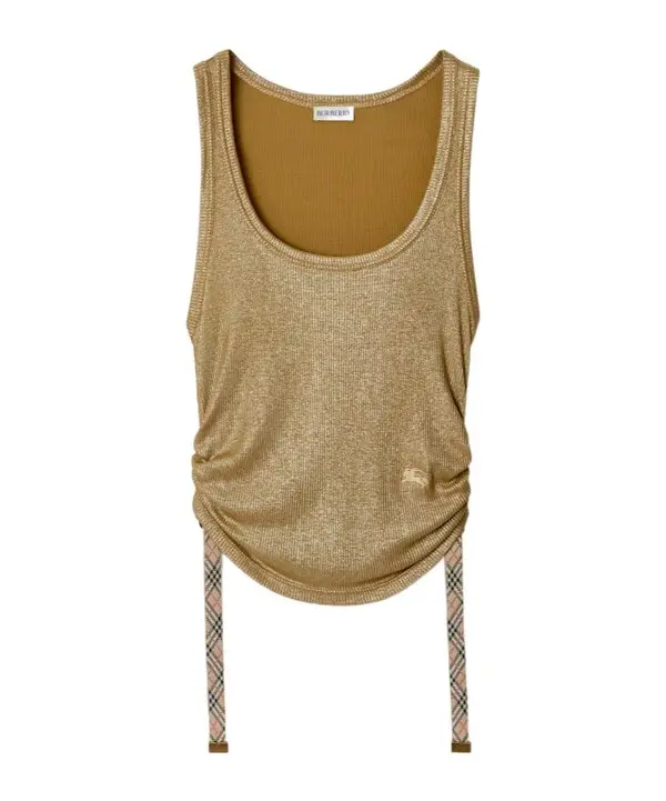 Burberry Metallic Ribbed Tank Top - Lignan Brown