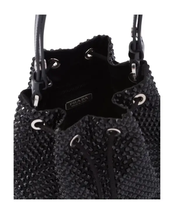 Prada Crystal Embellished Drawstring Mini Bag
