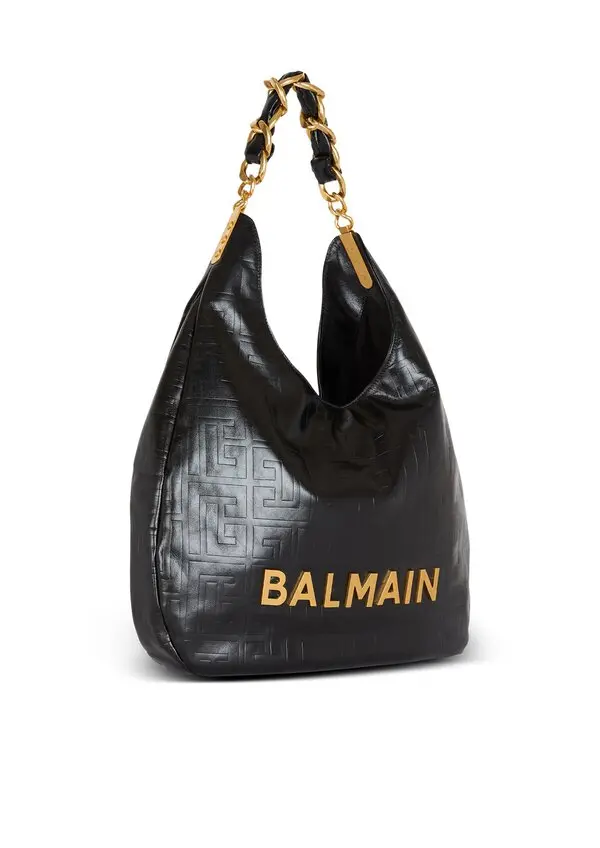 Balmain 1945 Soft Monogrammed Hobo Bag