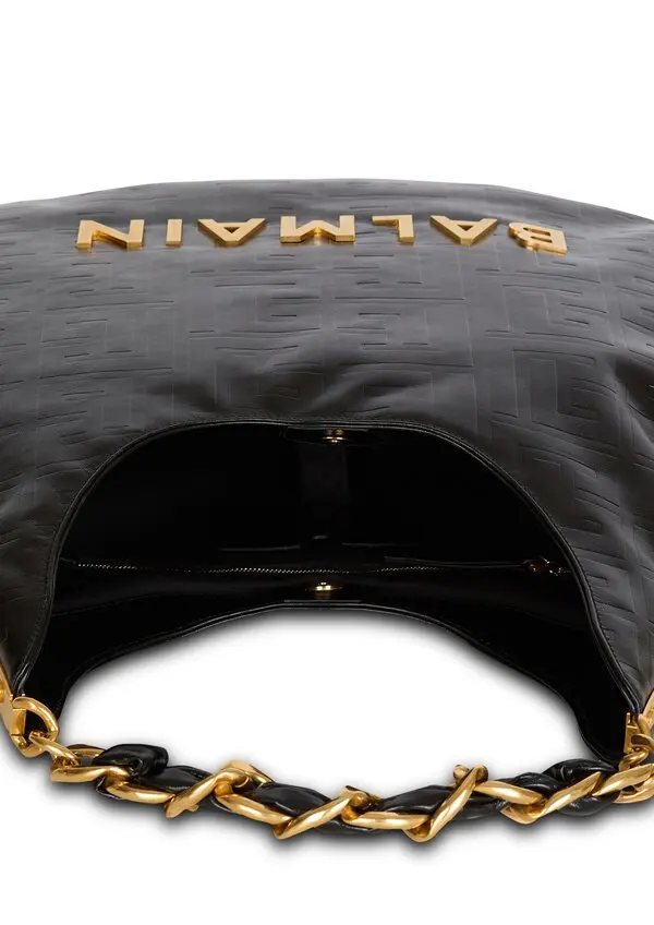 Balmain 1945 Soft Monogrammed Hobo Bag