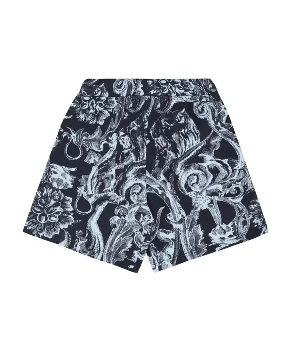 Versace Barocco Stencil Cotton Shorts - Black