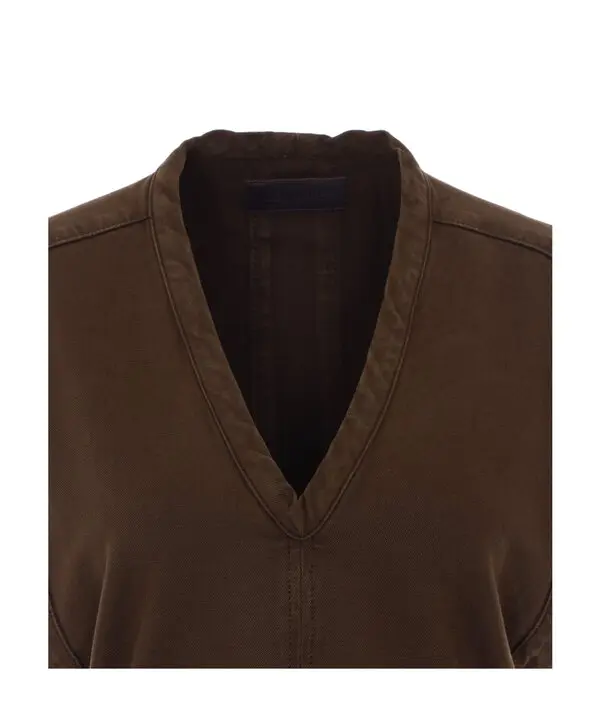 LEMAIRE Belted V-neck Top - Cacao
