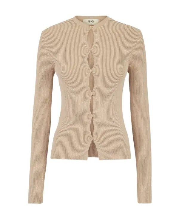 Fendi Buttoned Long-sleeved Cardigan - Nude
