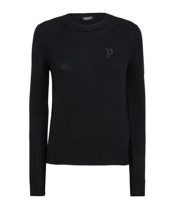 DONDUP Crewneck Jumper With Front Logo - Black