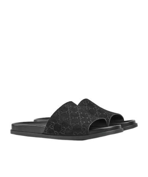 Gucci Logo Detailed Suede Slide Sandals