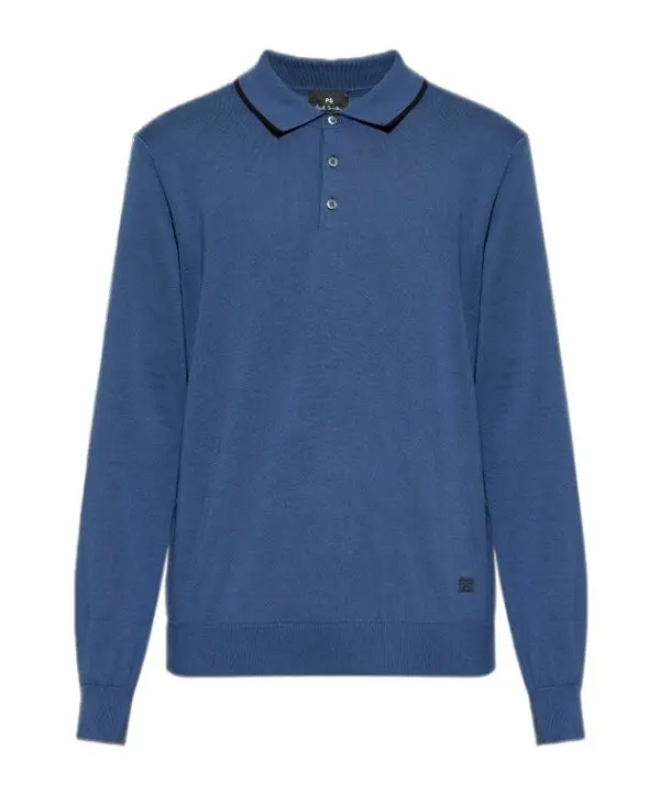 Paul Smith Logo Embroidered Knitted Polo Shirt