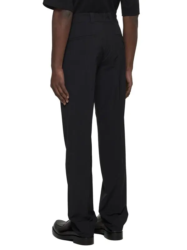 Prada Logo Detailed Tapered Leg Trousers - Black
