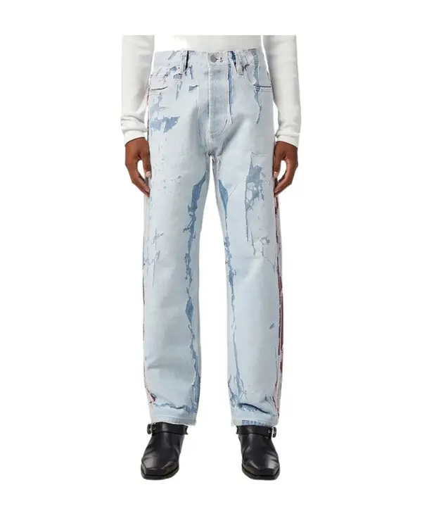 DIESEL® Straight Leg Jeans With Logo Patches - Gray