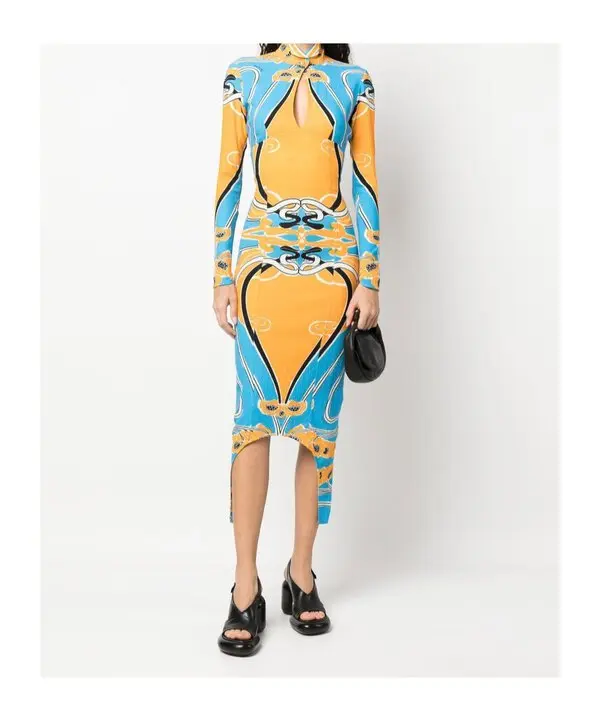 PATOU Cutout Printed Midi Dress - Multicolor