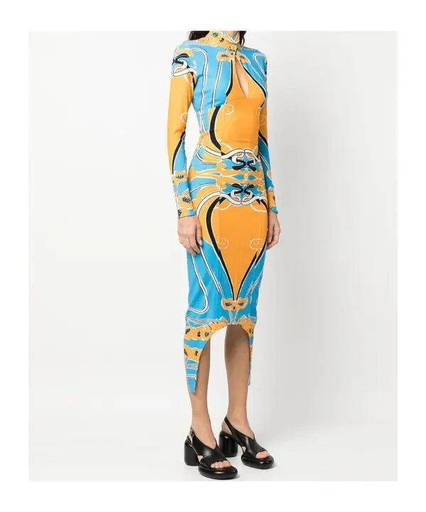 PATOU Cutout Printed Midi Dress - Multicolor