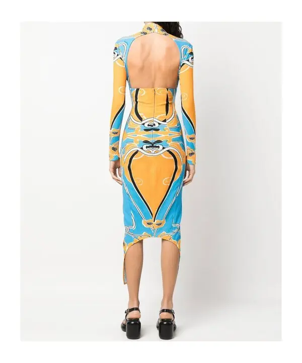 PATOU Cutout Printed Midi Dress - Multicolor