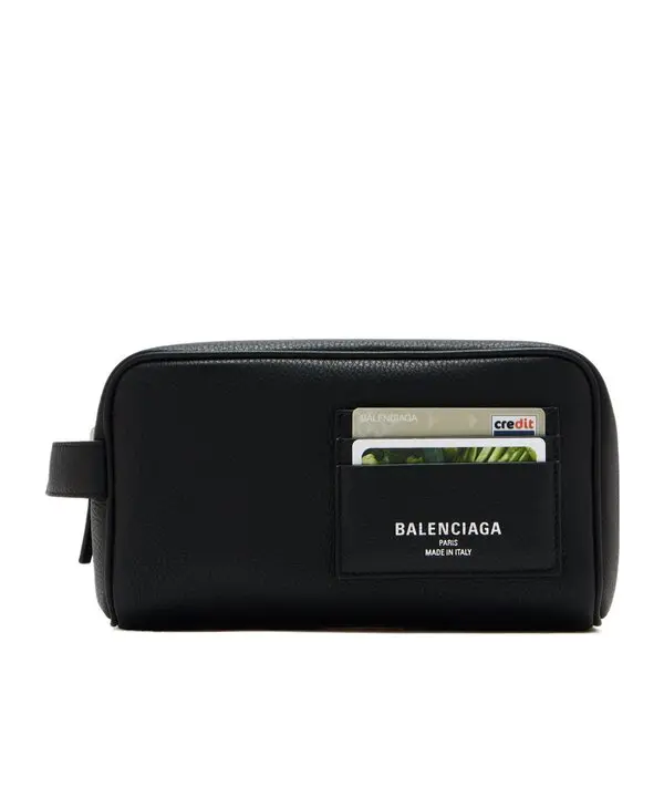 Balenciaga Credit Toiletry Pouch - Black