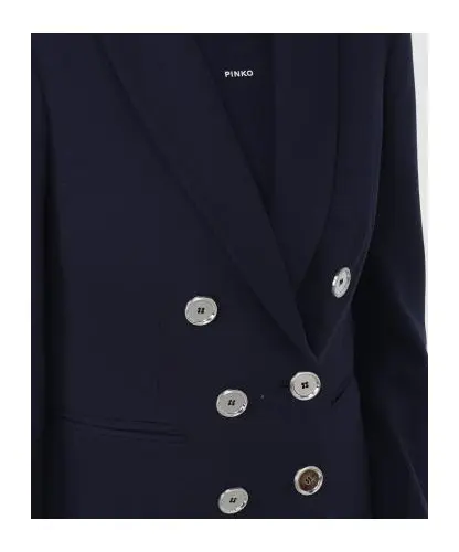 Pinko Full Milano-knit Blazer With Double-row Buttons - Blue