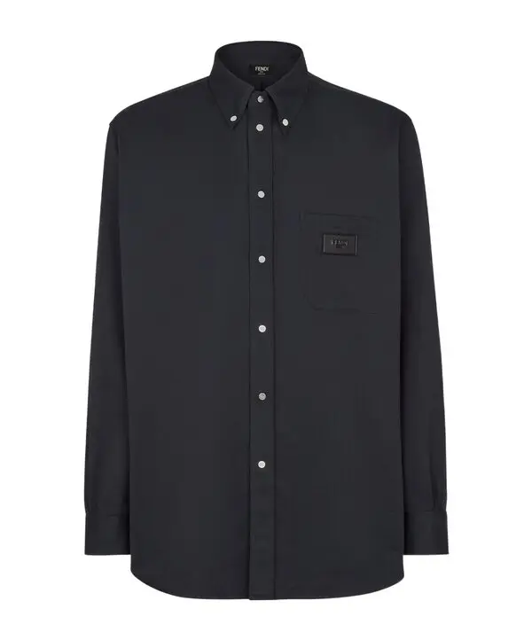 Fendi Roma Logo Patch Denim Shirt