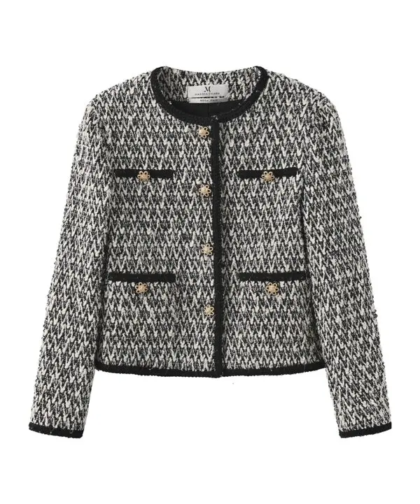 Marissa Chiara Textured Long-sleeve Jacket With Button Detail - Black