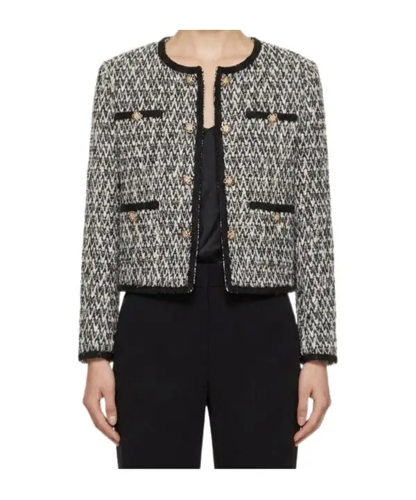 Marissa Chiara Textured Long-sleeve Jacket With Button Detail - Black