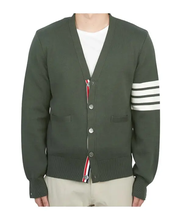 Thom Browne 4-bar Cotton Cardigan - Black