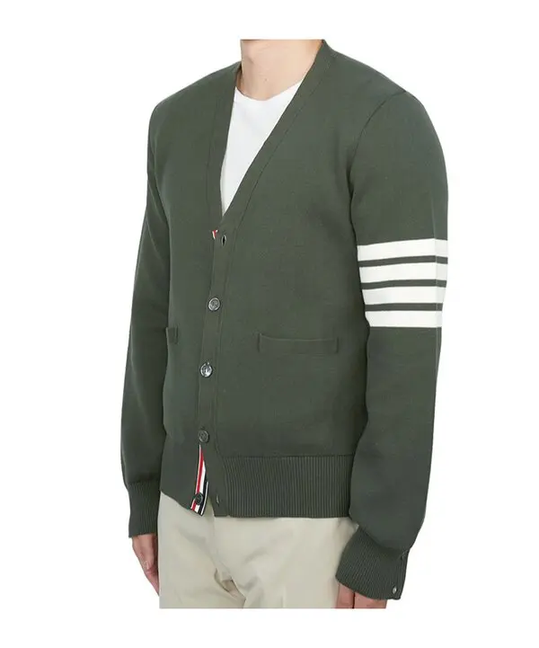 Thom Browne 4-bar Cotton Cardigan - Black