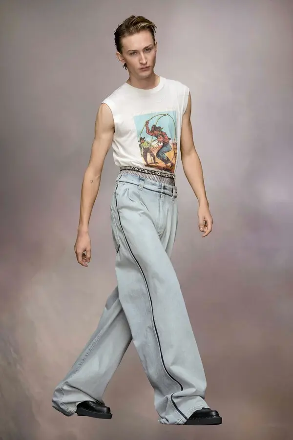 MAISON MARGIELA Memory Wide-leg Pleated Jeans