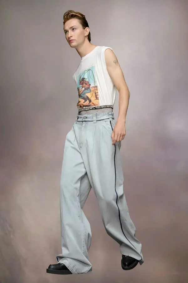 MAISON MARGIELA Memory Wide-leg Pleated Jeans