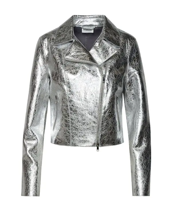 P.a.r.o.s.h Metallic Leather Biker Jacket