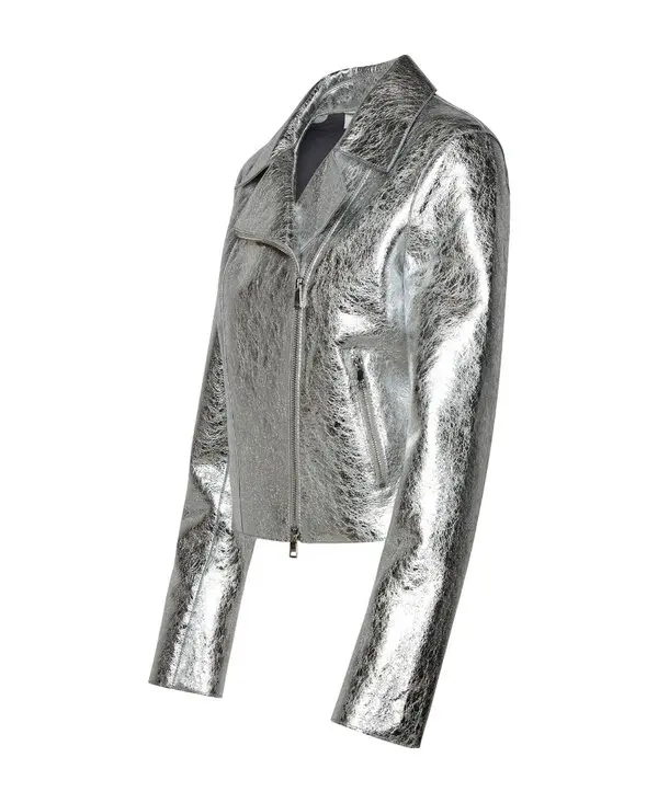 P.a.r.o.s.h Metallic Leather Biker Jacket