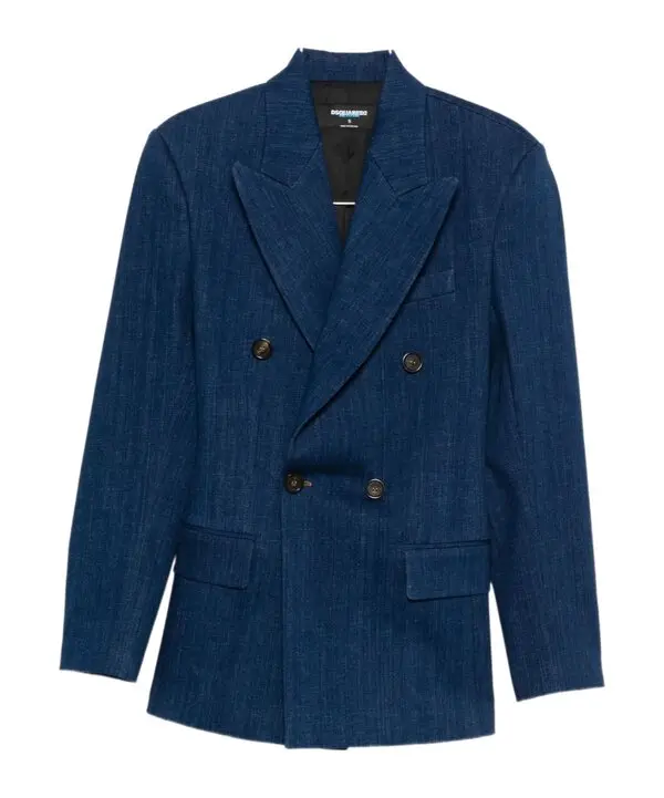 Dsquared2 Double-breasted Cotton Denim Blazer - Blue