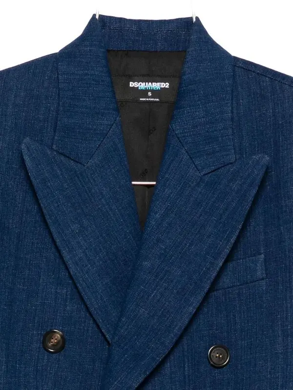 Dsquared2 Double-breasted Cotton Denim Blazer - Blue