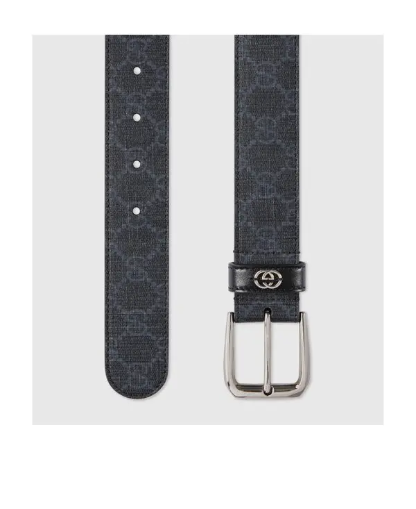 Gucci Gg Supreme Canvas Belt With Interlocking Double G Buckle
