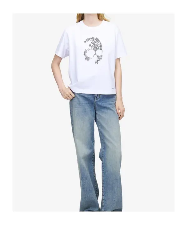 Alexander McQueen Lace Skull Crewneck T-shirt