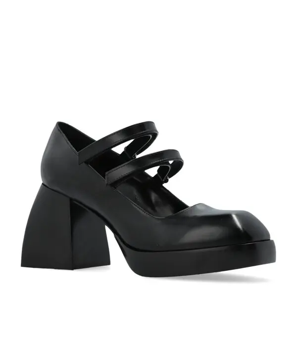 NODALETO Double Strap Block Heel Pumps