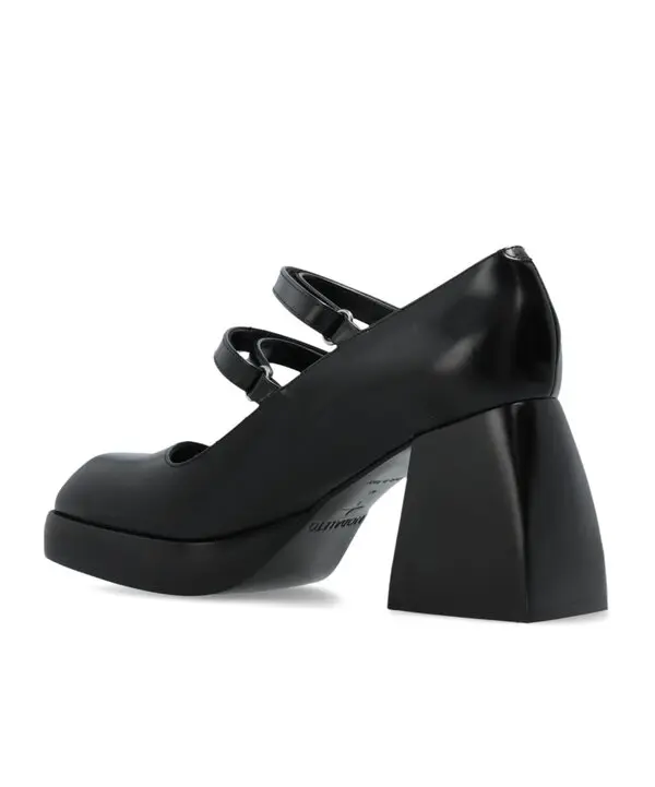 NODALETO Double Strap Block Heel Pumps