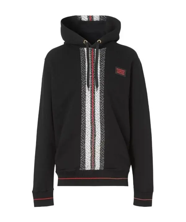 Burberry Monogram Stripe Panel Hoodie - Black