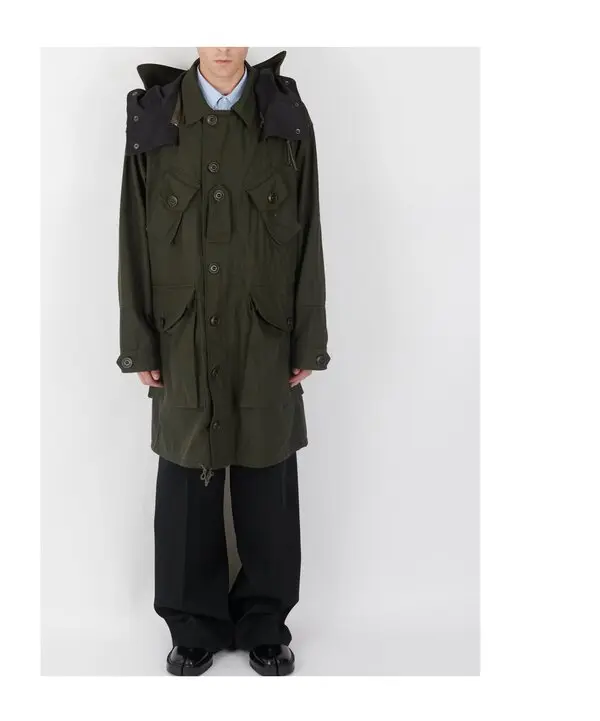 MAISON MARGIELA Long Sleeved Hooded Coat - Black