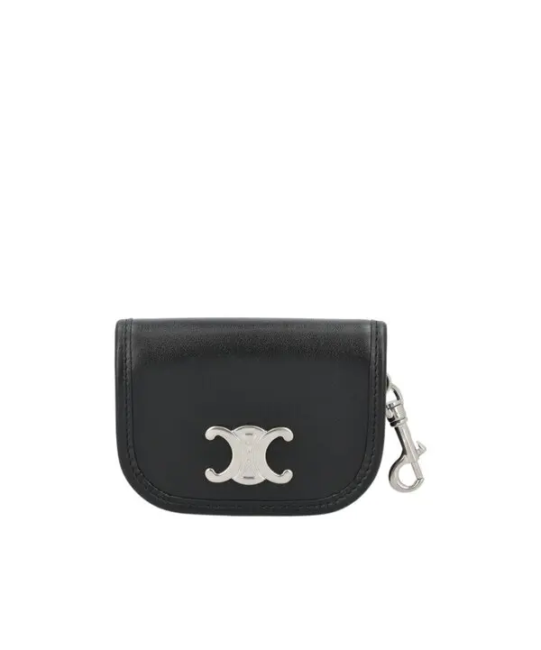 Celine Keyring Nano Besace Triomphe In Smooth Calfskin - Black