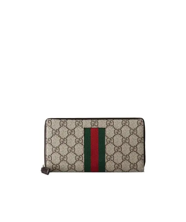 Gucci Web Gg Supreme Wrap-around Zipper Wallet