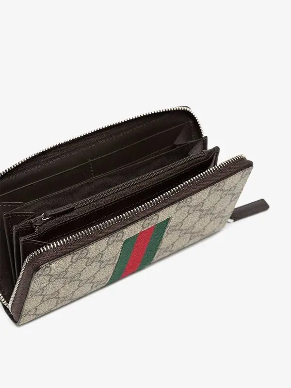 Gucci Web Gg Supreme Wrap-around Zipper Wallet