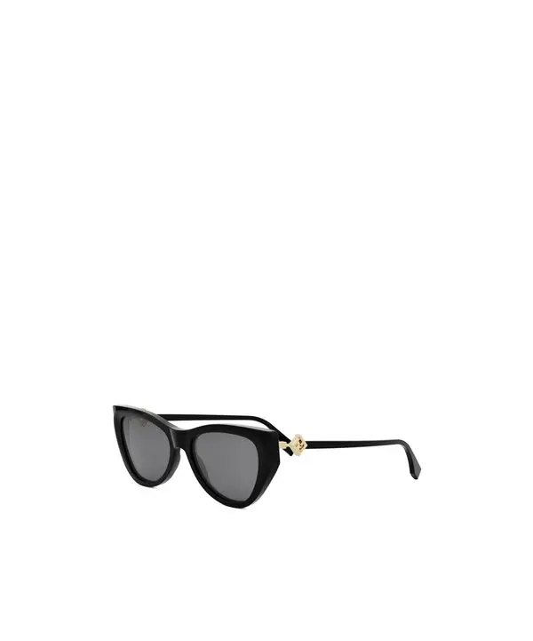 Fendi Full Rim Cat Eye Sunglasses With Temple Logo Details - Black