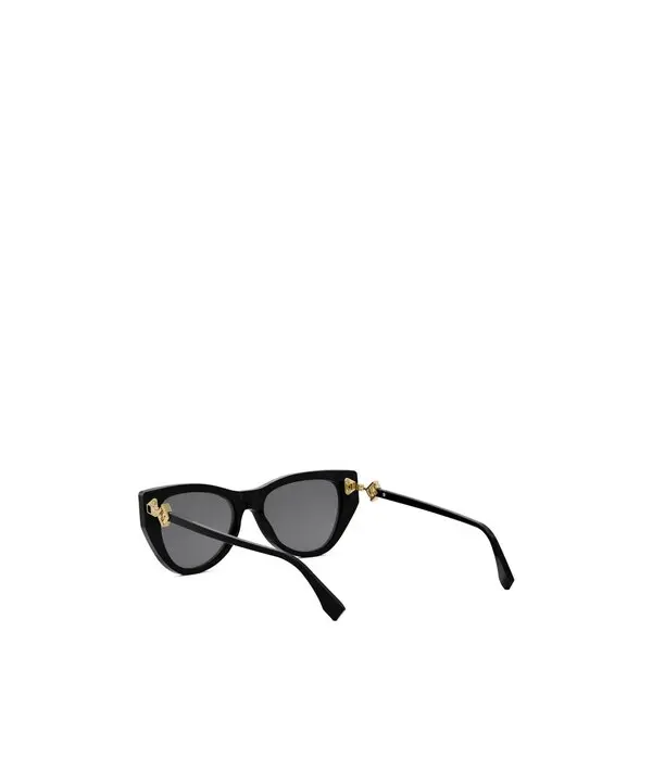 Fendi Full Rim Cat Eye Sunglasses With Temple Logo Details - Black