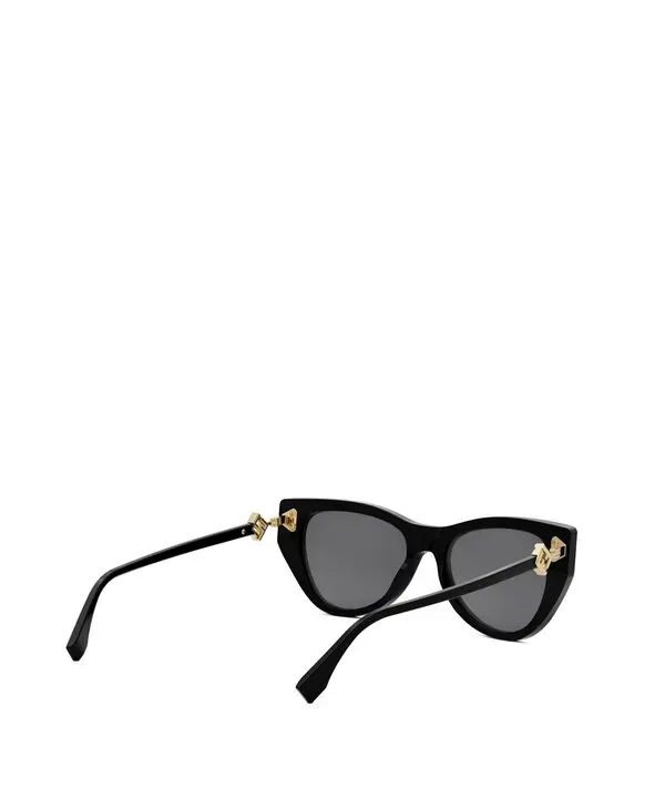 Fendi Full Rim Cat Eye Sunglasses With Temple Logo Details - Black