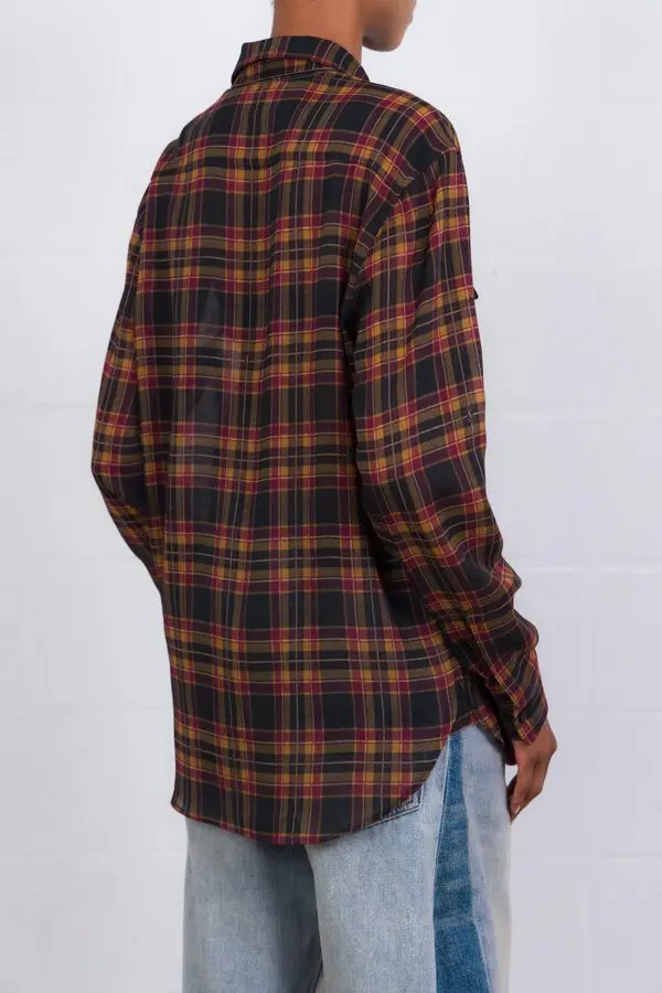 Saint Laurent Cassandre Lavallière Tartan Shirt