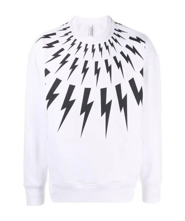 Neil Barrett Graphic-print Long-sleeved Jumper - White