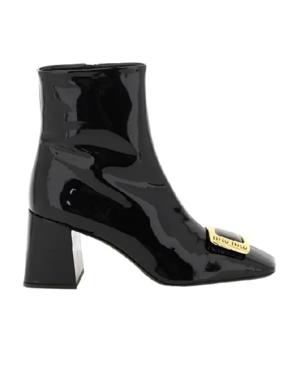 Miu Miu Logo Embellished Ankle Boots