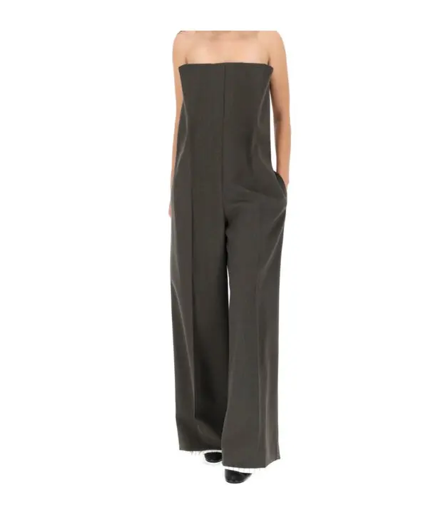 JEAN PAUL GAULTIER Strapless Tube Jumpsuit With Back Zip And Pleats - Black